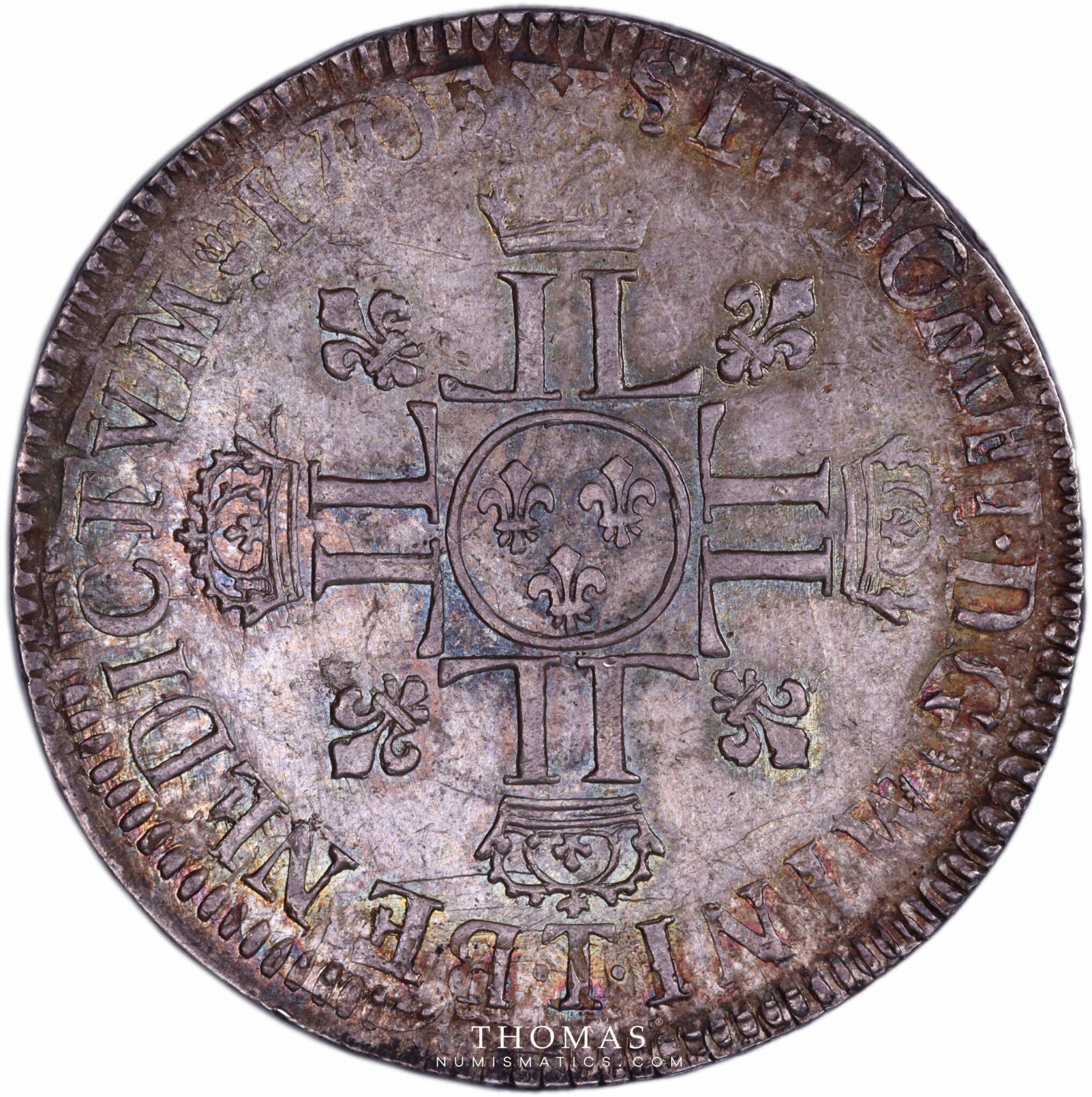 Coin - France Louis XIV - Ecu aux 8L - 1705 T Nantes - Silver - Royal ...