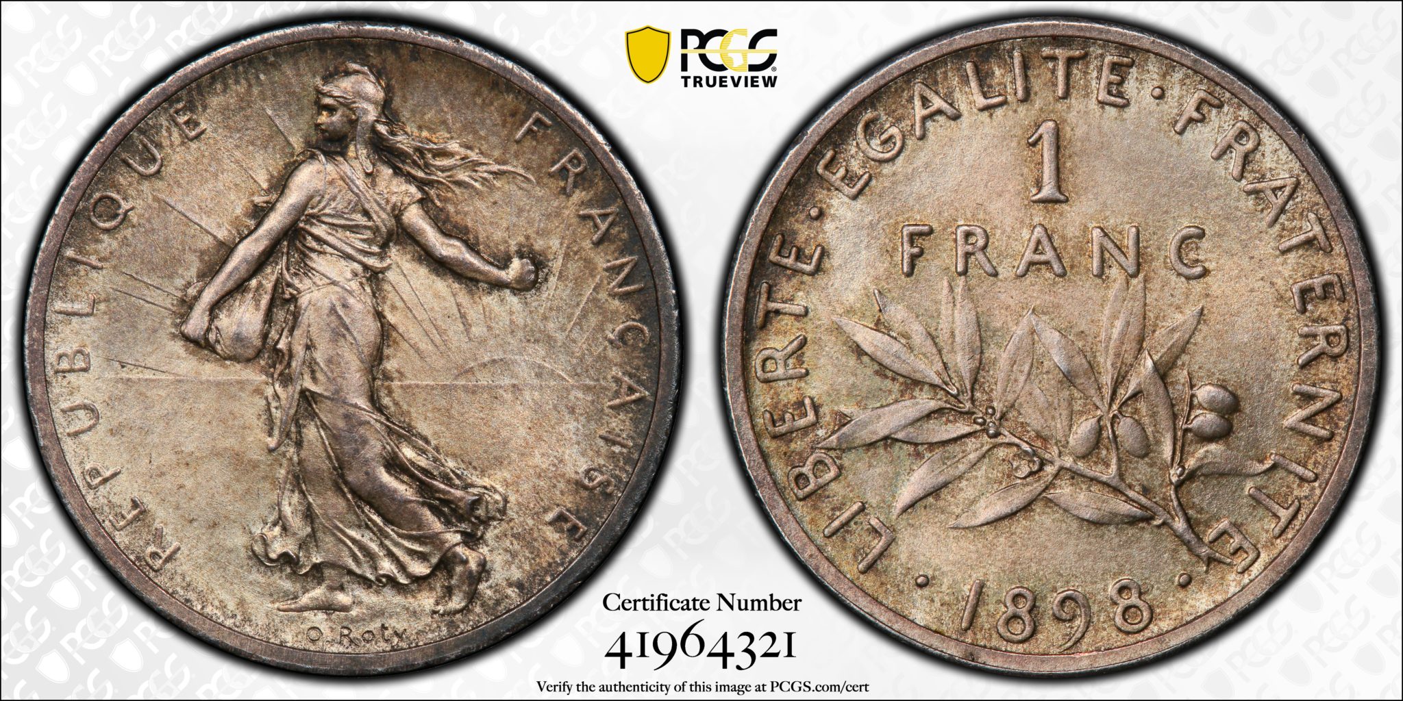 Piefort de 1 franc 1898 semeuse variété flan brillant PCGS SP 66 - Thomas Numismatics