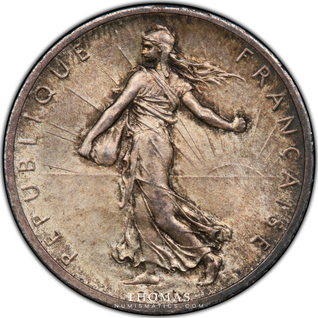 Piefort de 1 franc 1898 semeuse variété flan brillant PCGS SP 66 ...