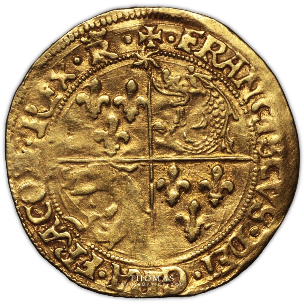 François I - Gold écu d'or au soleil du dauphiné - 1st type - Romans ...