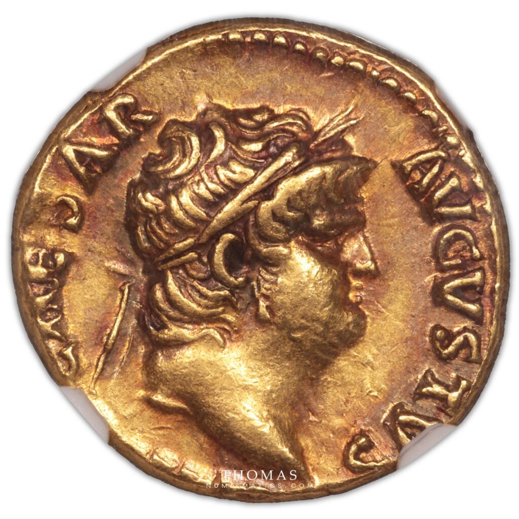 Nero - Aureus gold - Rome - NGC XF Strike 3-5 - Surface 4-5 ...