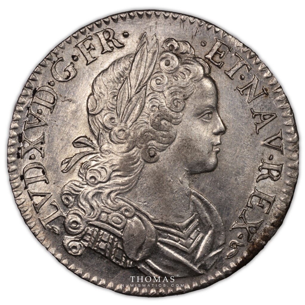 Louis XV - Écu de France et de navarre - 1718 B Rouen - Thomas Numismatics