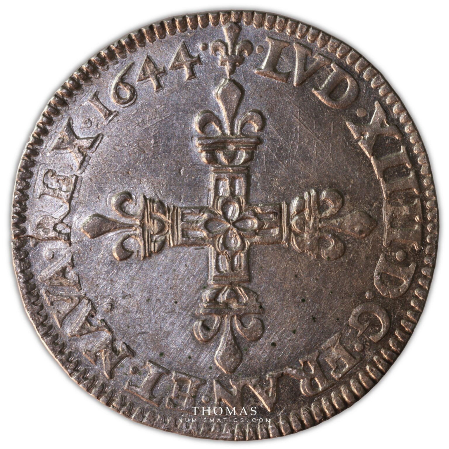 Coin - France Louis XIV Quart d'écu Silver - 1644 A paris - MS+ ...