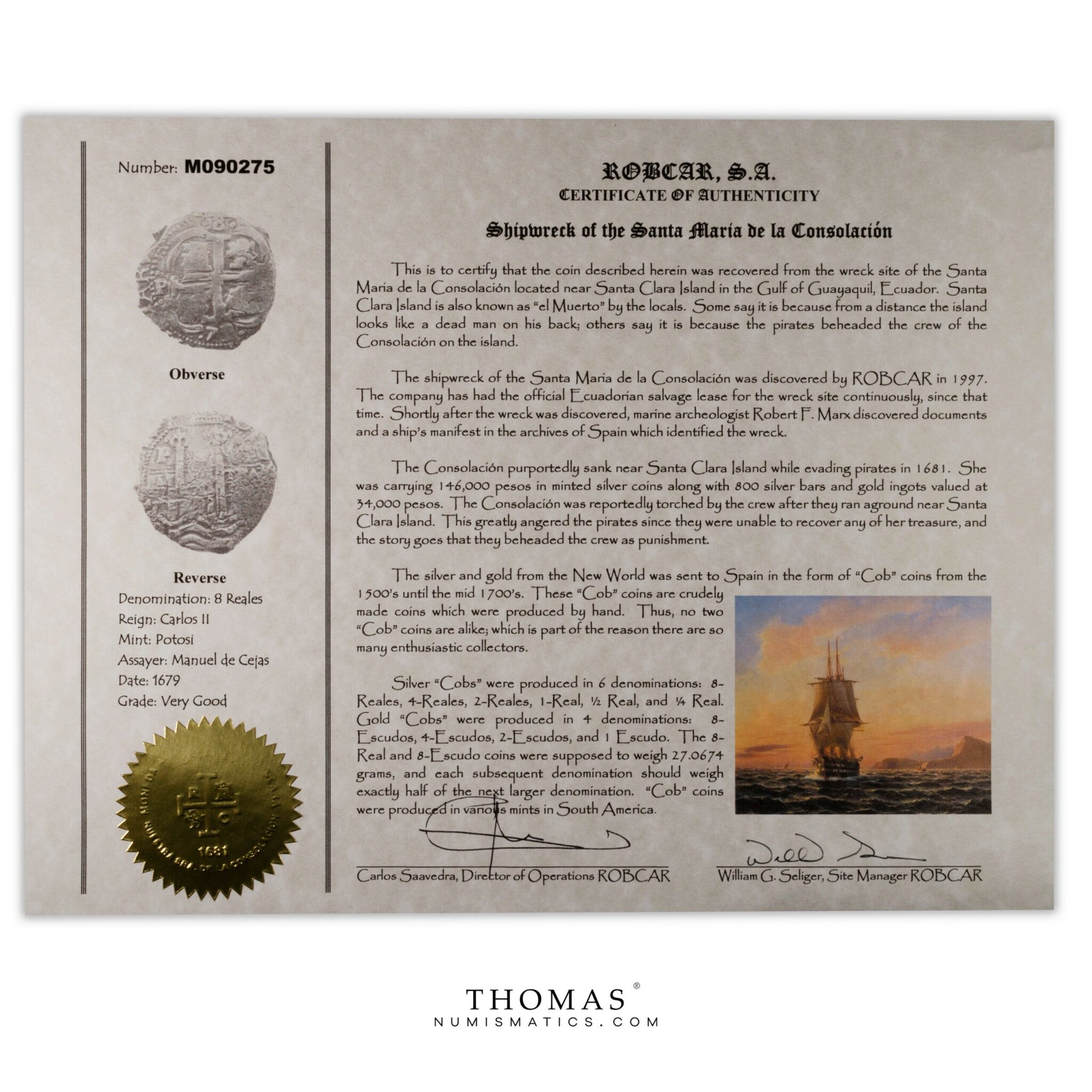 Coin - Bolivia - Cob 8 Reales 1679 - Treasure shipwreck Consolacion ...