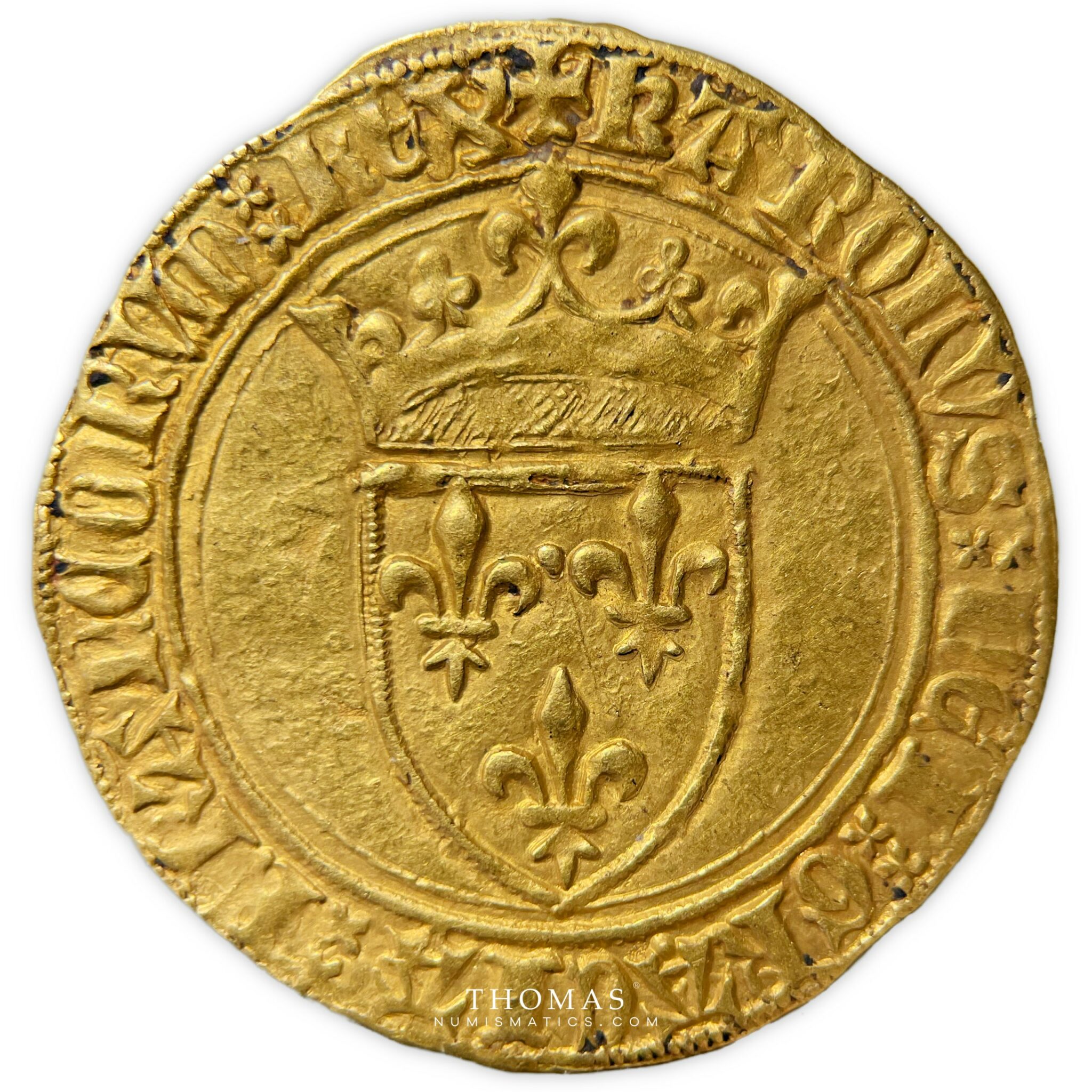 Coin - France Charles VI Gold Ecu d'or à la couronne - Dijon - AU+ ...
