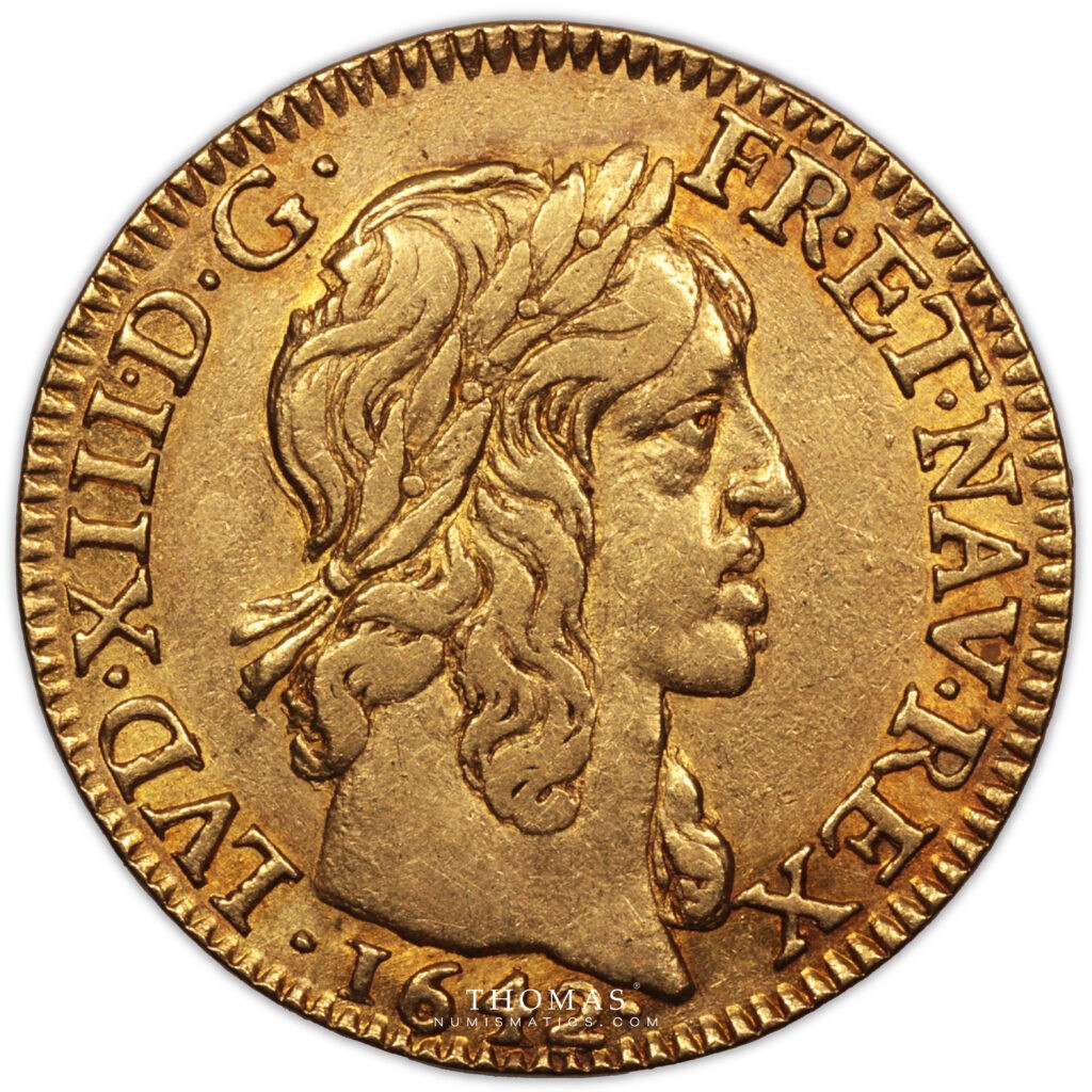 Monnaie - France Louis XIII - Louis d'or mèche mi longue 1642 A Paris ...