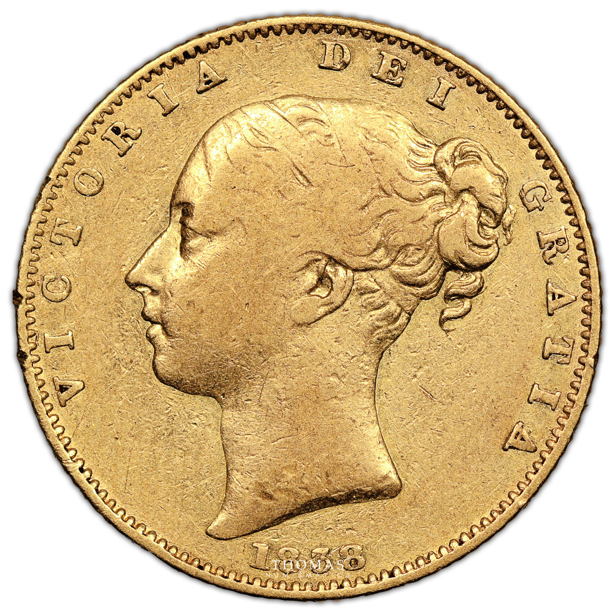 Coin Great Britain - Gold - Sovereign- Victoria - 1838 - London - shield - Thomas Numismatics