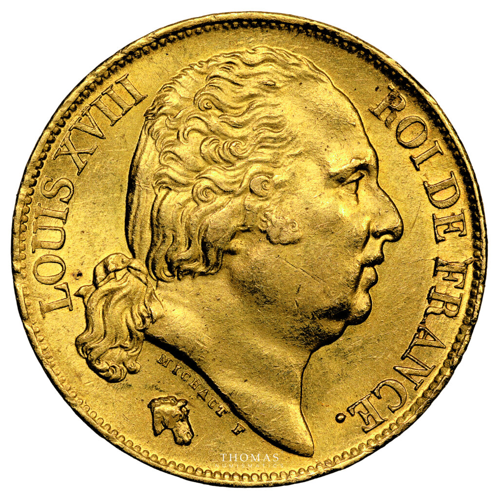 Coin France - Louis XVIII - Gold - 20 Francs Or - 1818 W Lille - Thomas ...