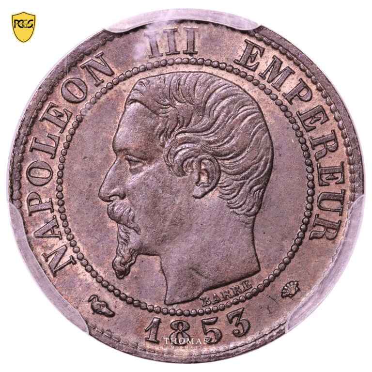 Monnaie France - Napoléon III - 1 centime - 1853 MA Marseille - PCGS MS ...