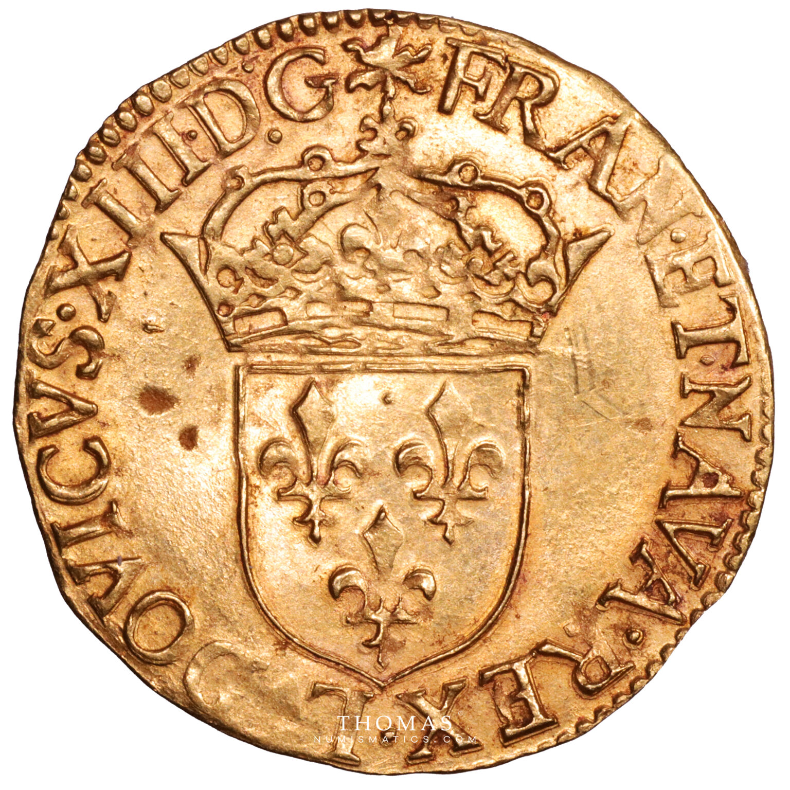 Coin France - Louis XIII - Gold - Ecu d'or au soleil - 1635 B Rouen ...