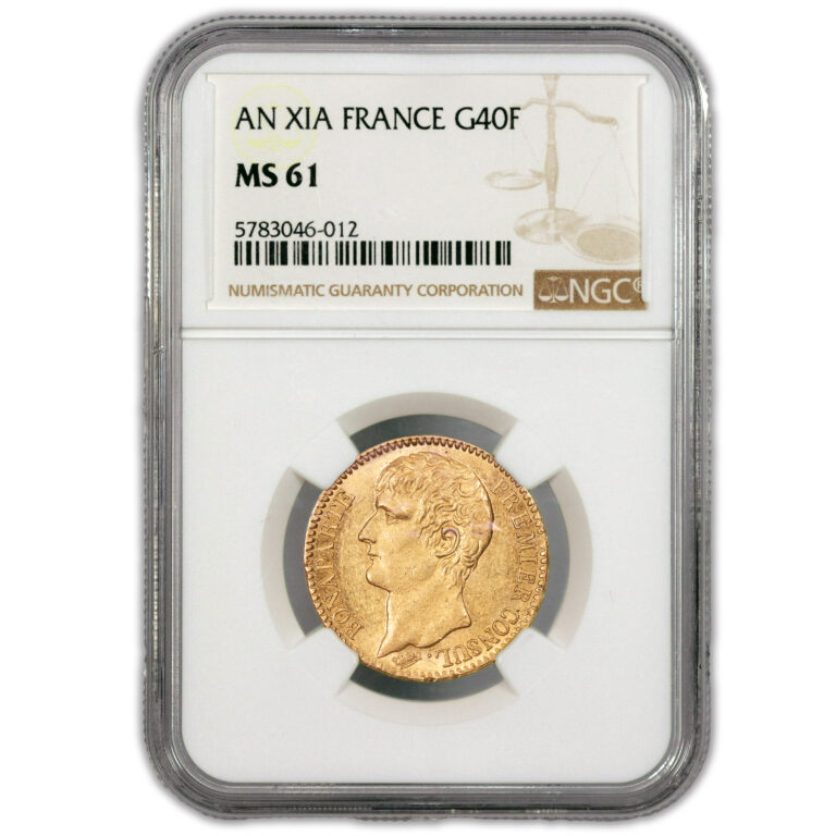 Coin France - Gold - 40 Francs Or - AN XI A Paris - NGC MS 61 - Thomas ...